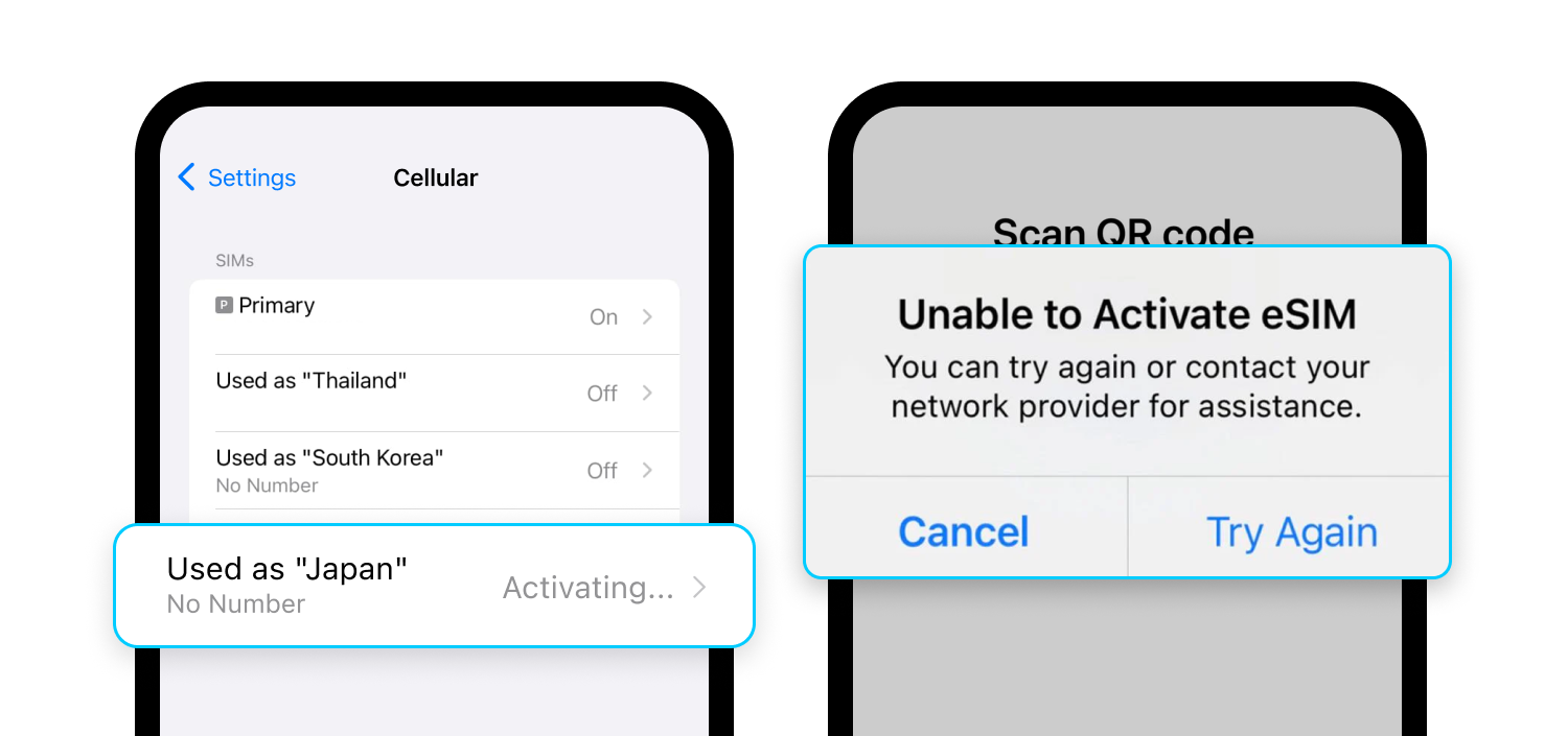 Troubleshooting eSIM Installation & Activation Errors on your device